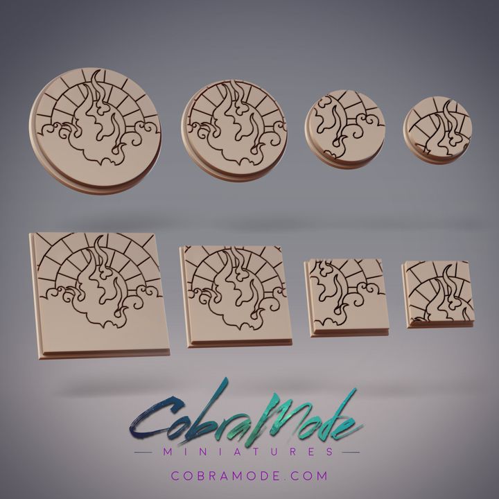 3D Printable Fire Inlay Flooring Base Pack (8pcs) - Round and Square ...