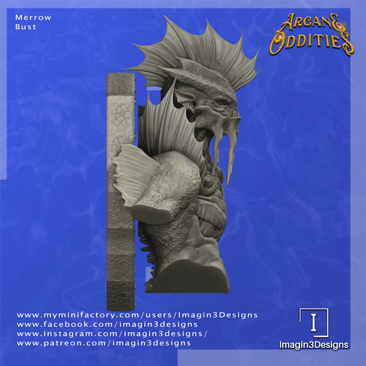 3D Printable Pre-Supported Merrow Bust by Imagin3Designs