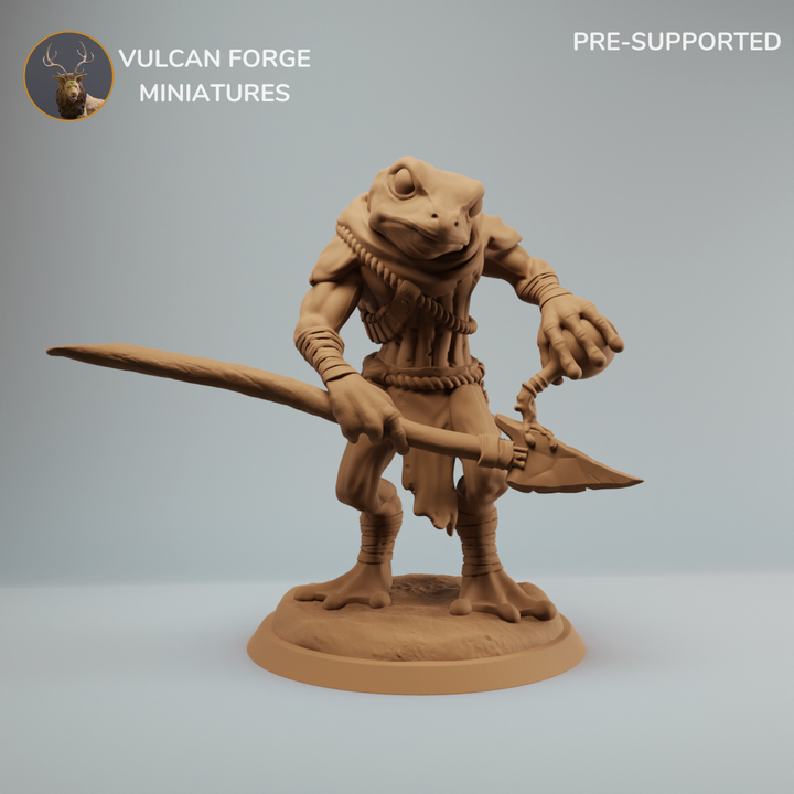 3D Printable Bullywug frog people warrior with spear and poison - pre ...
