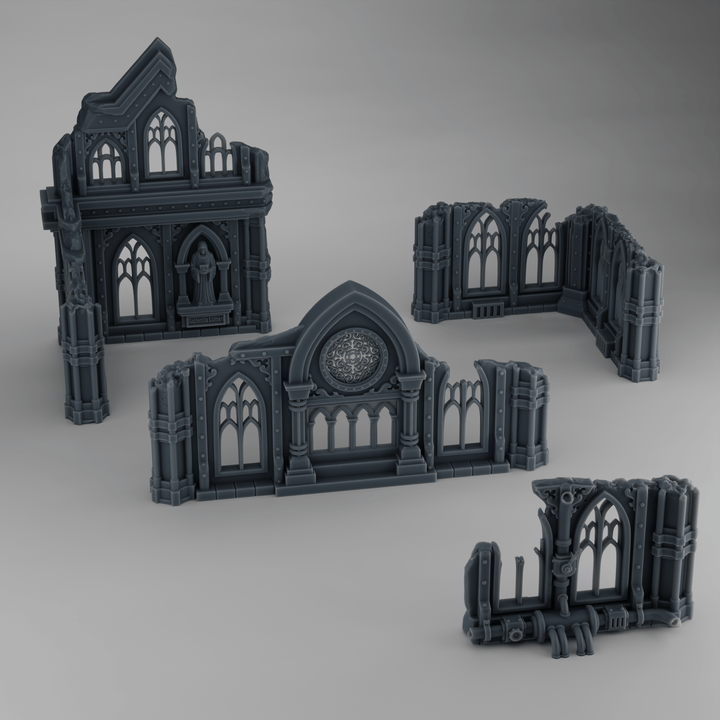 3D Printable Ruined church with various modules 28 mm / 32 mm by Mael