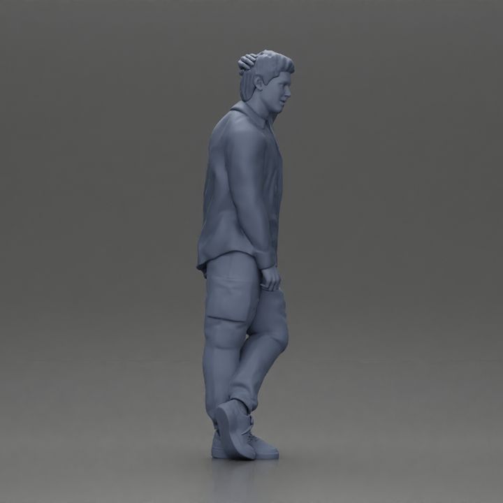 3D Printable Fashion model posing casually in open shirt cargo pants ...