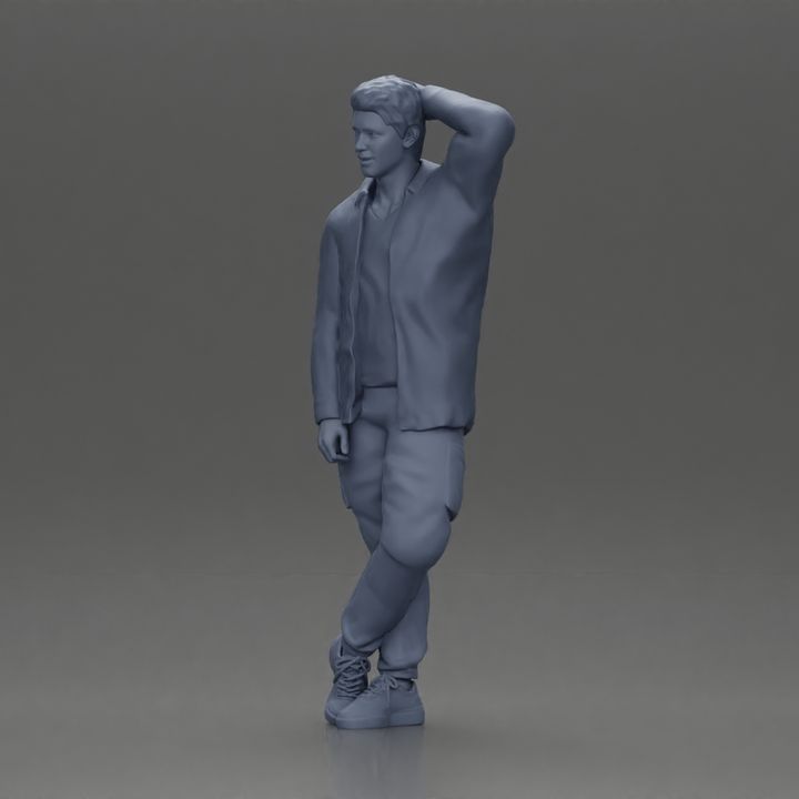3D Printable Fashion model posing casually in open shirt cargo pants ...
