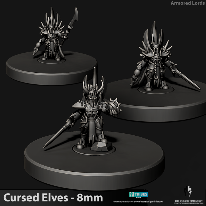 3D Printable Armored Lords - Cursed Elves - 8mm by Edge Miniatures