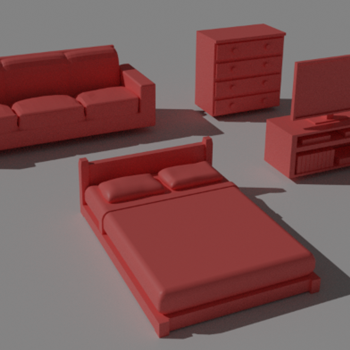 3D Printable Modern 28mm Scale Apartment Furniture Set STL – Miniature ...