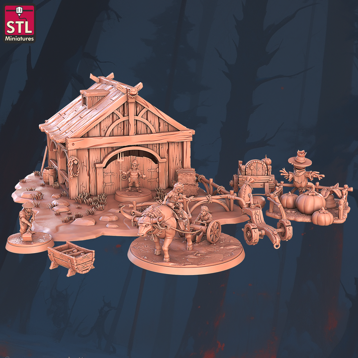 3D Printable Halfling Farm Set by STL Miniatures