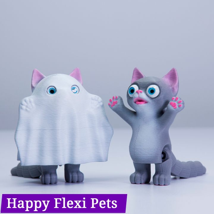 3D Printable Ghost kitty and Boo kitty - print in place toys of ...