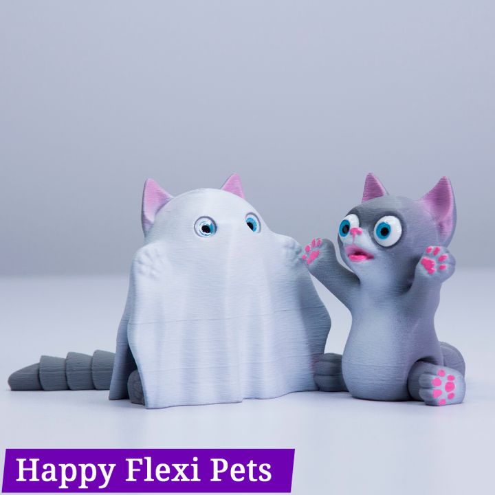 3D Printable Ghost kitty and Boo kitty - print in place toys of ...