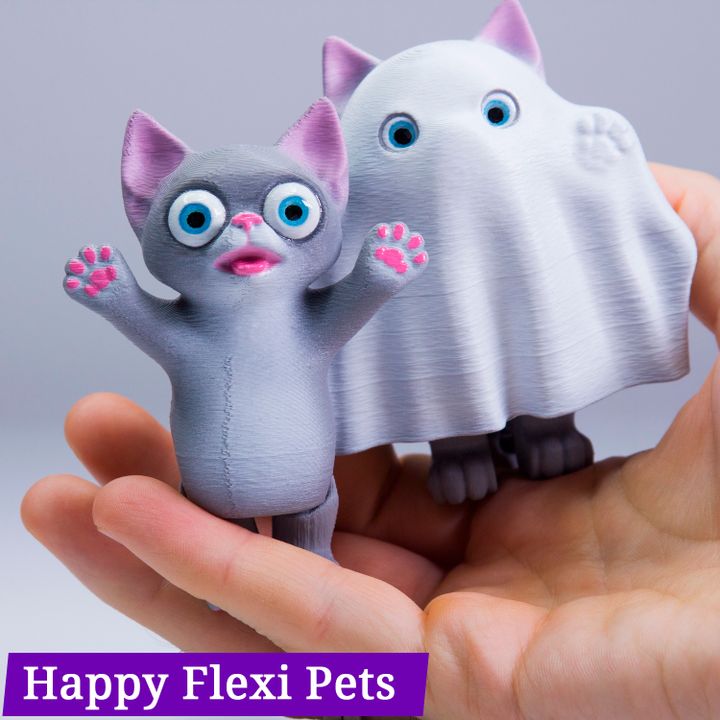 3D Printable Ghost kitty and Boo kitty - print in place toys of ...