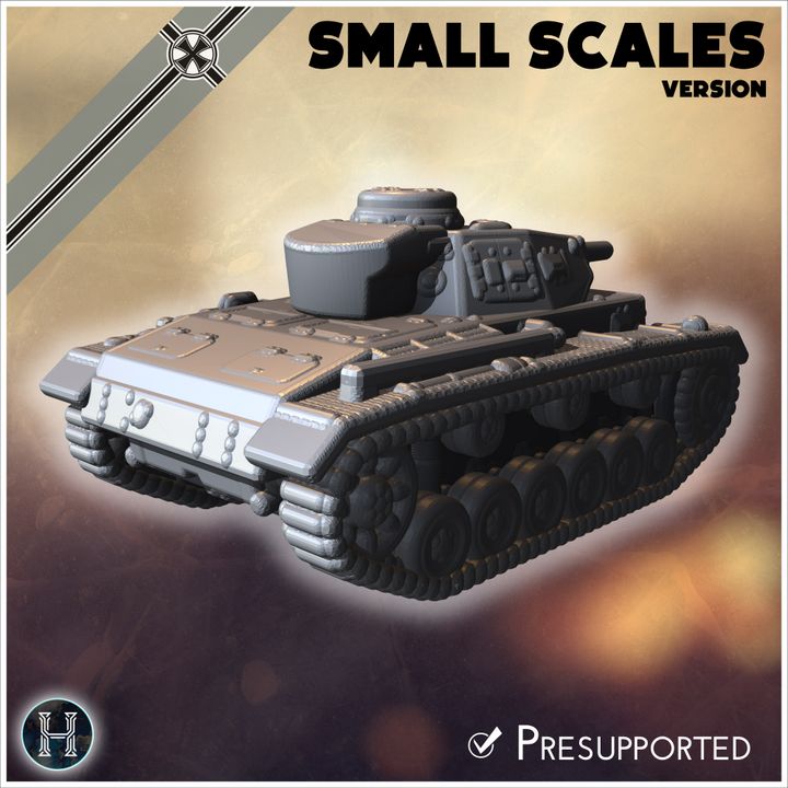 3D Printable Panzer III Ausf. J (early) (small scales version ...