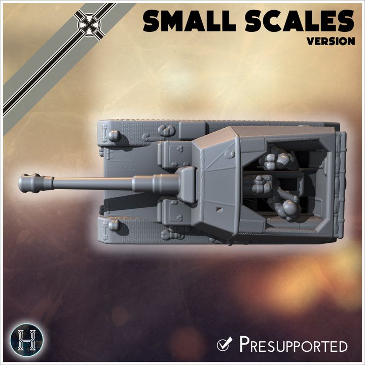 3D Printable Dicker Max 105 mm K (gp.Sfl.) Pz.Sfl. IVa (small scales ...
