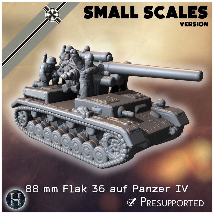 3D Printable 88 mm Flak 36 auf Fahrgestell Panzer IV (small scales ...