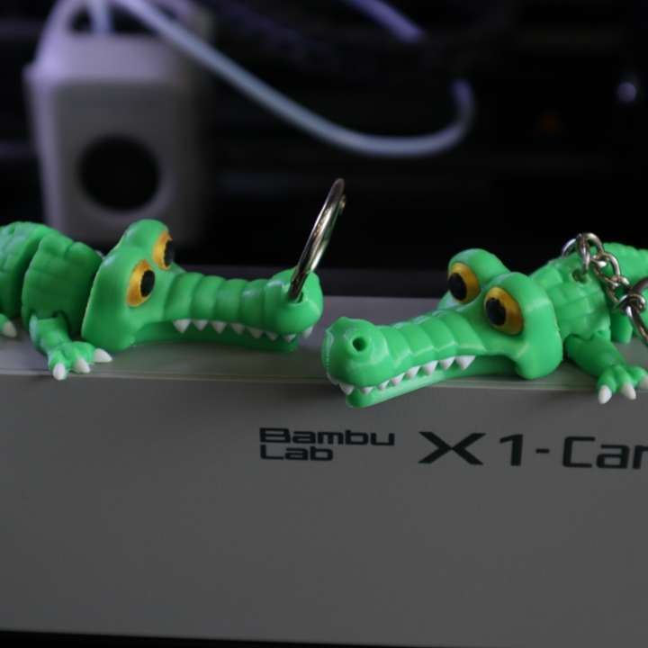 3D Printable Flexi Crocodile - Clip & Keychain by Myron
