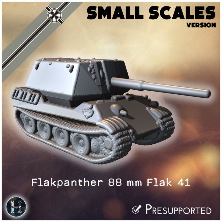 3D Printable Panzer V Flakpanther 88 mm Flak 41 (small scales version ...