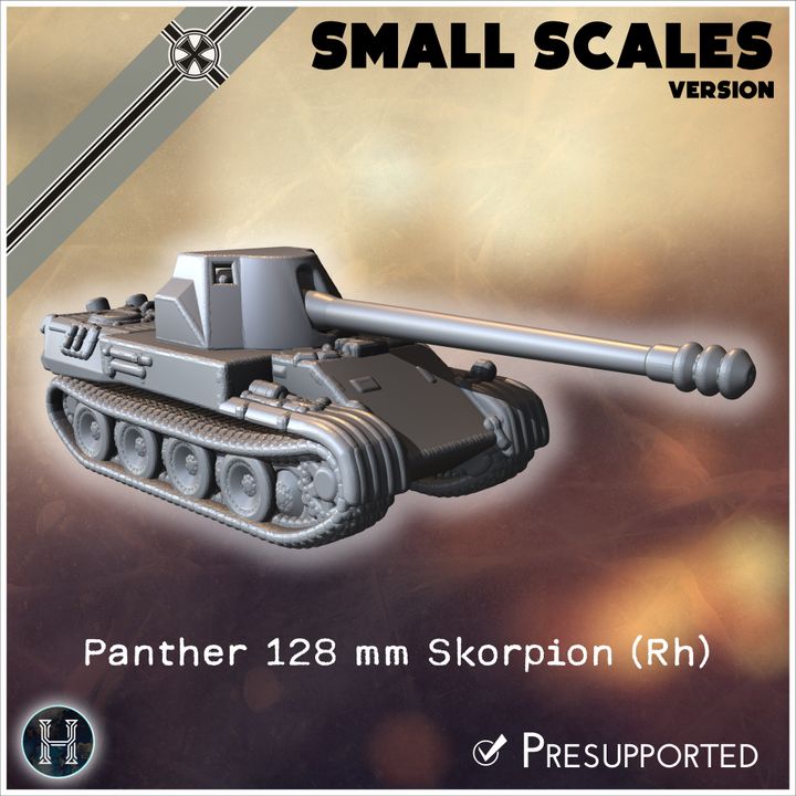 3D Printable Panzer V Panther 128 mm Skorpion (Rh) (small scales ...