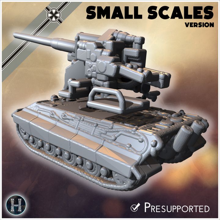 3D Printable E-75 128mm Flak 40 Entwicklung (small scales version ...