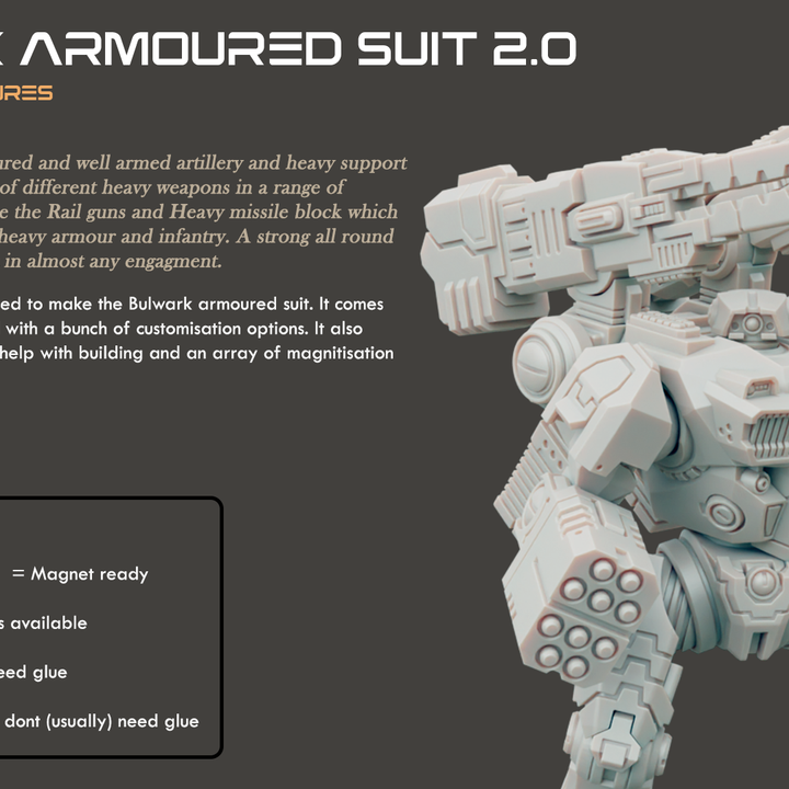 3D Printable Greater Good | Bulwark Armoured Suit by NeotericMiniatures