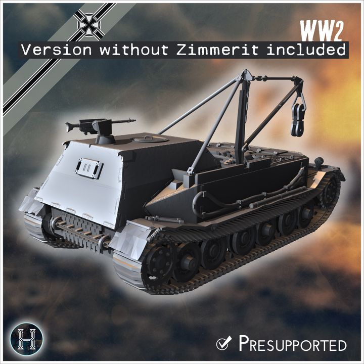 3D Printable Bergepanzer Tiger (P) armored recovery vehicle - Germany ...