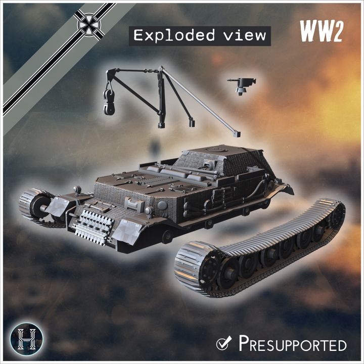 3D Printable Bergepanzer Tiger (P) armored recovery vehicle - Germany ...