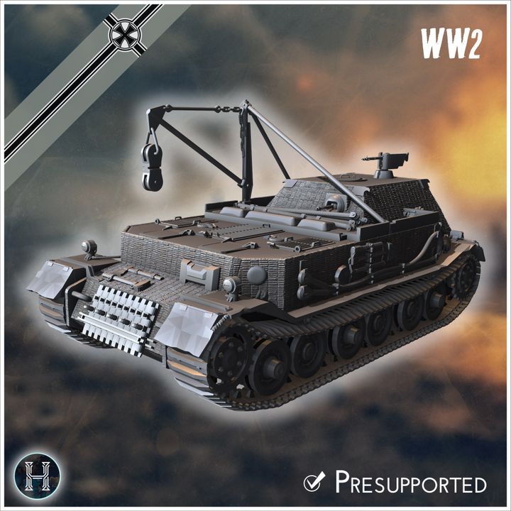 3D Printable Bergepanzer Tiger (P) armored recovery vehicle - Germany ...