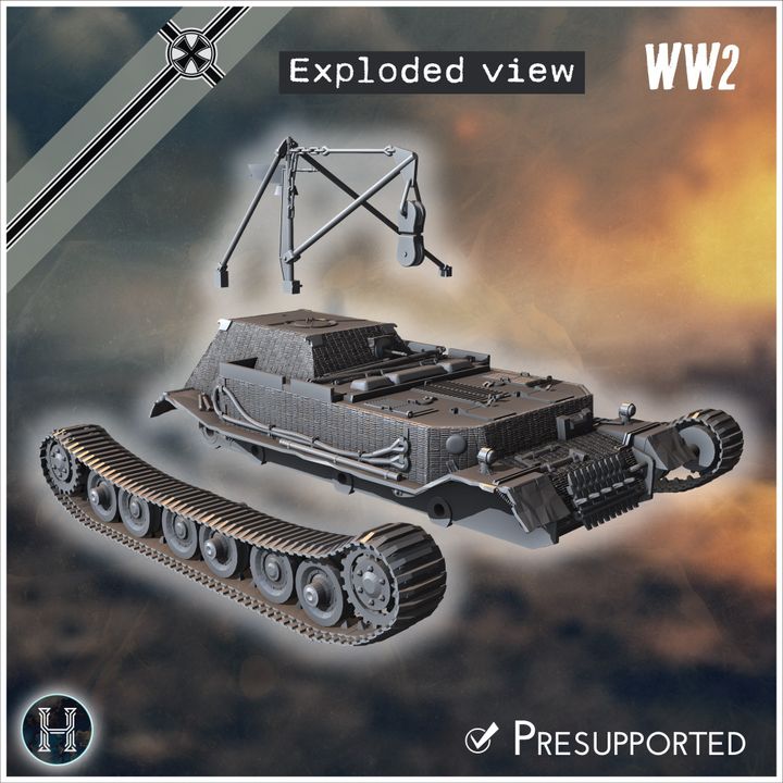 3D Printable Bergepanzer Tiger (P) armored recovery vehicle - Germany ...