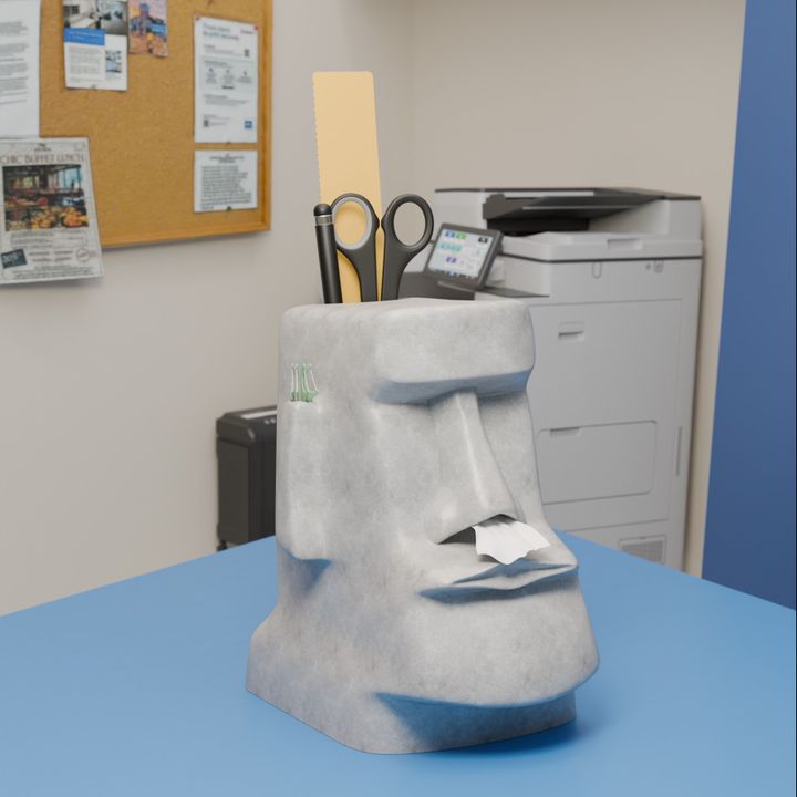 3D Printable Moai Tissue Box by Studio Tridimen