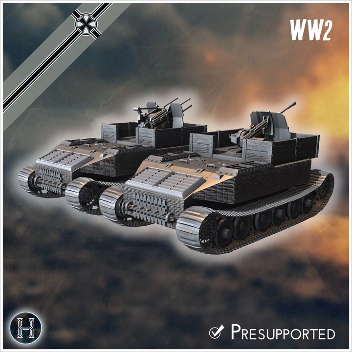 3D Printable VK 45.01 (P) Tiger Flakpanzer prototype (Flak 37mm + 20mm ...