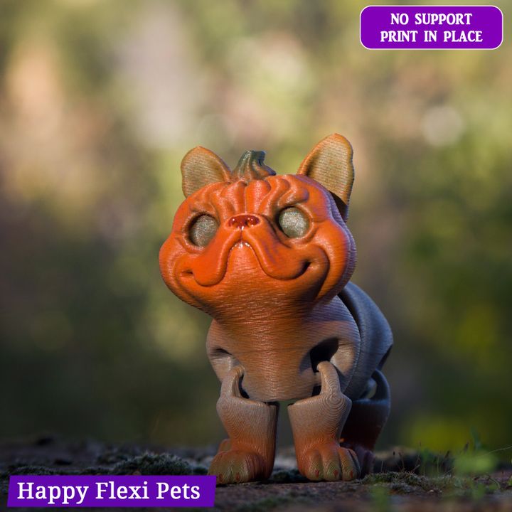 3D Printable Pumpkin dog the flexi print in place dog toy Halloween ...