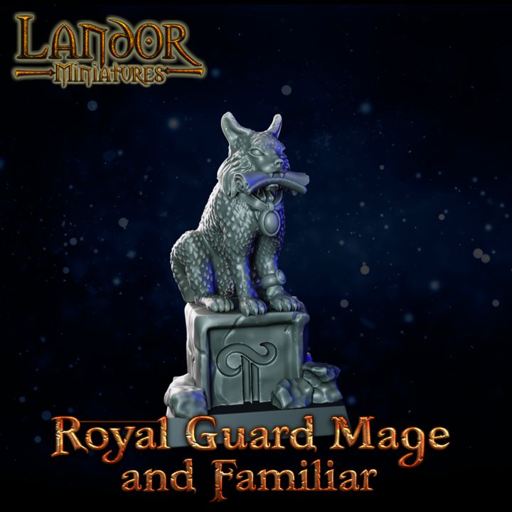 3D Printable Royal Guard Mage and Familiar by Landor Miniatures
