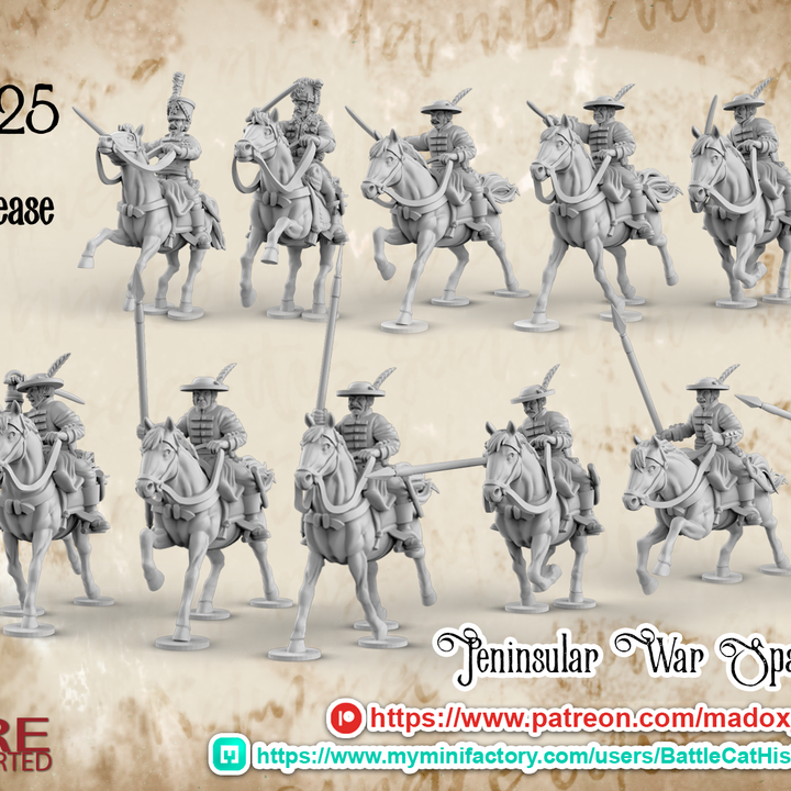 3D Printable Peninsular War Spanish Lancers by BattleCat Miniatures