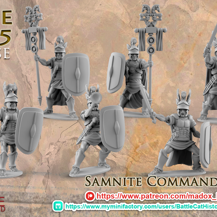 3D Printable Samnite Command Group by BattleCat Miniatures
