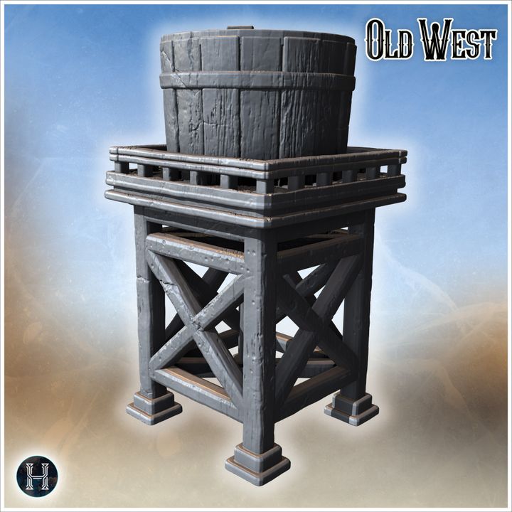 3D Printable Large round barrel placed on sturdy wooden base with ...