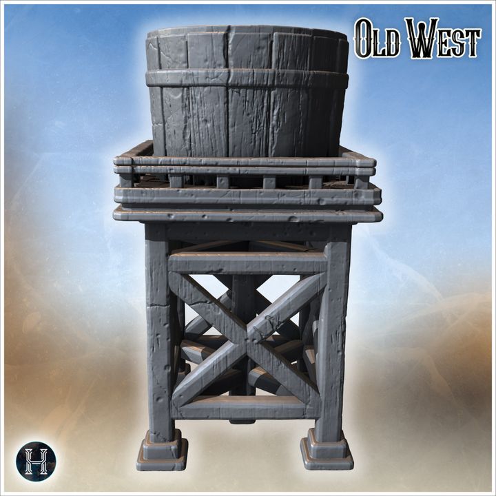 3D Printable Large round barrel placed on sturdy wooden base with ...