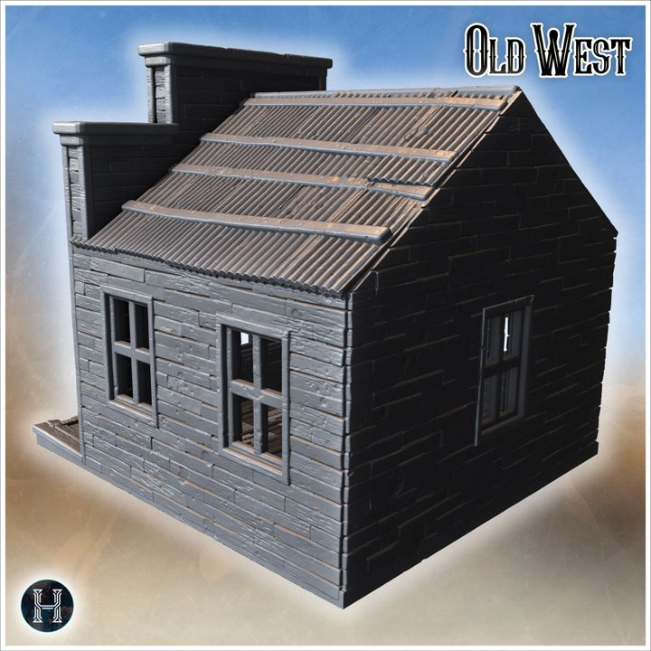 3D Printable General store with barrels, crates, signboard above door ...