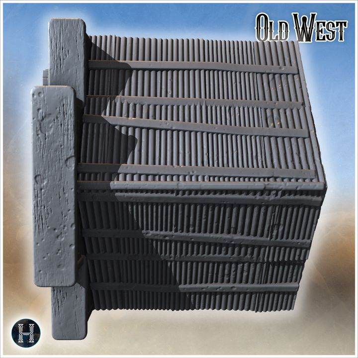 3D Printable General store with barrels, crates, signboard above door ...