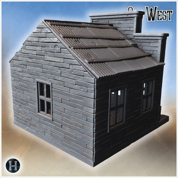 3D Printable General store with barrels, crates, signboard above door ...