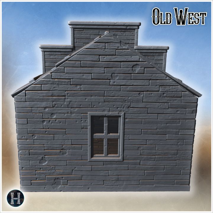 3D Printable General store with barrels, crates, signboard above door ...