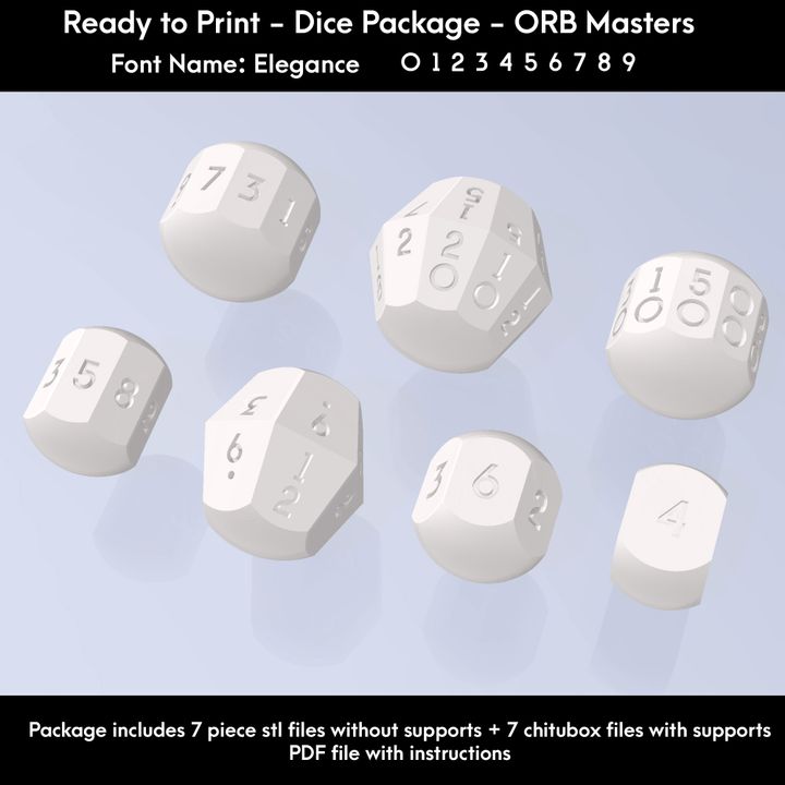 3D Printable Dice Masters – Ready to Print - 7 Piece Set – ORB Dice ...