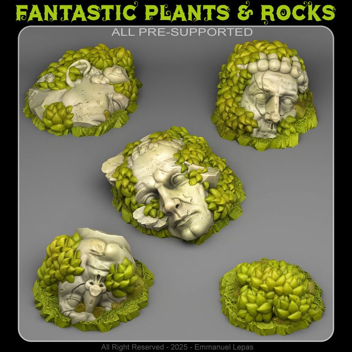 3D Printable OVERGROWN STATUES by Fantastic Plants And Rocks