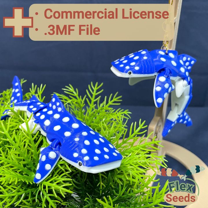 3D Printable Flexi Mini Whale Shark (Print-in-place) by 3D Flexseeds