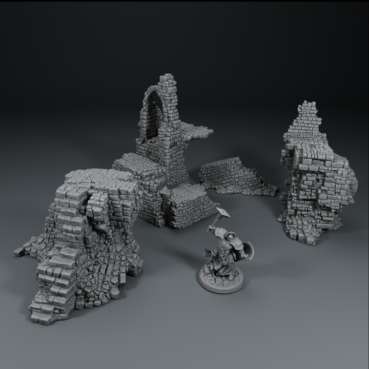 3D Printable Ruined castle walls by Alexander Buryak