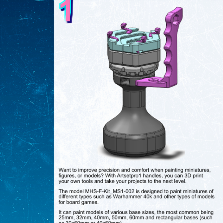 3D Printable MINIATURE PAINTING HANDLE SET ARTSETPRO1 (MHS FAMILY KIT ...