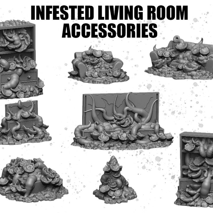 3D Printable Infested Modern Living Room by Hayland Terrain