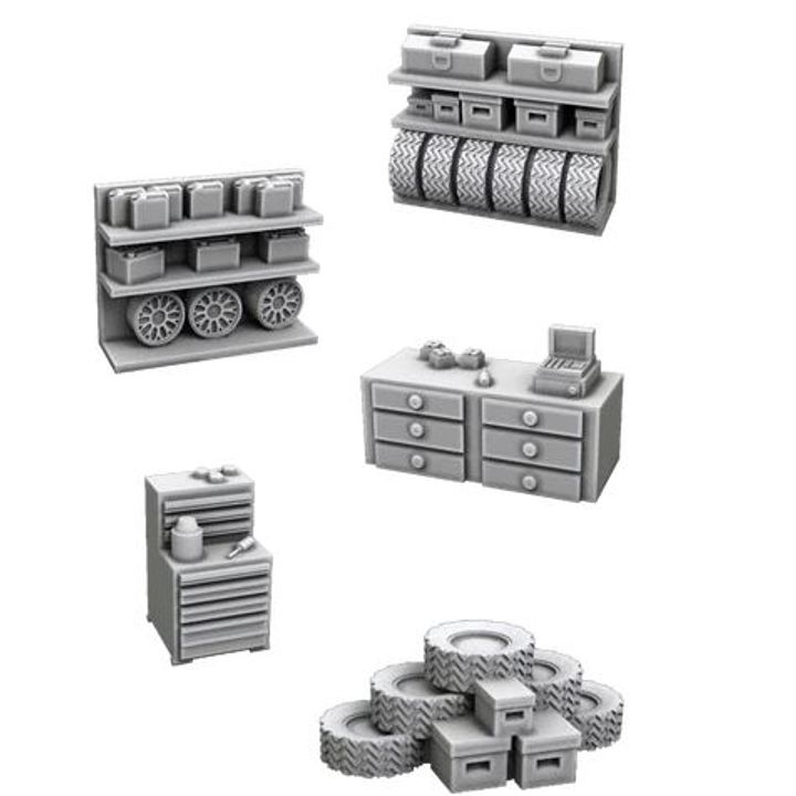 3D Printable 28mm Garage set by Hayland Terrain