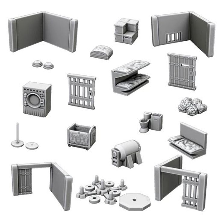 3D Printable 28mm Prison Accessories by Hayland Terrain