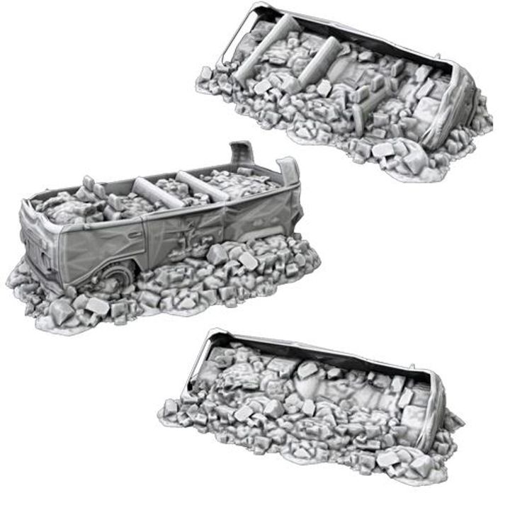 3D Printable 28mm Wrecked Mini Bus by Hayland Terrain