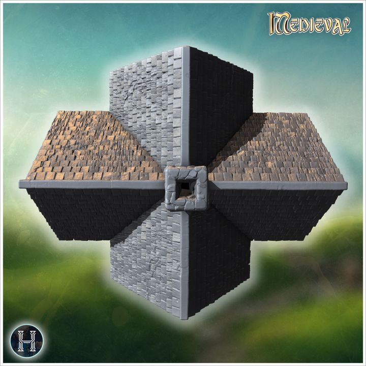 3D Printable Rustic medieval house with stone walls, wooden beams ...