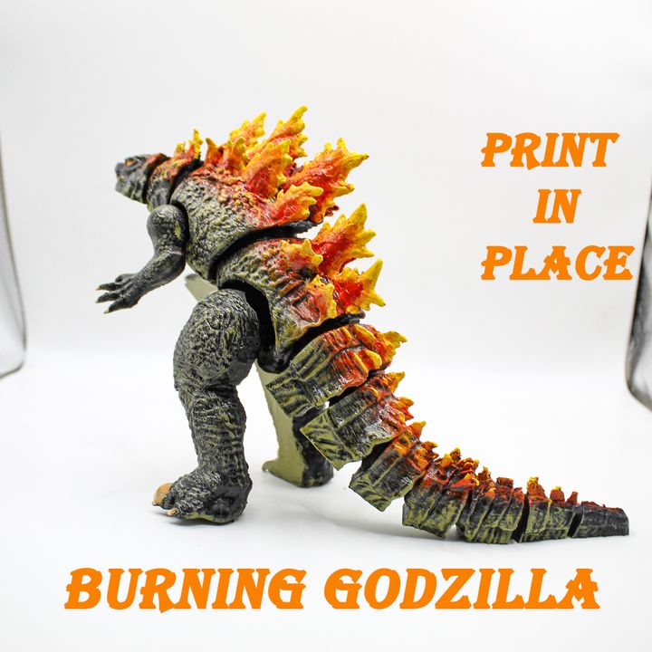 3D Printable burning godzilla by mario3d