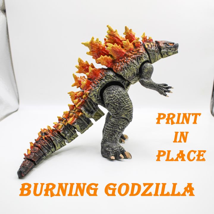 3D Printable burning godzilla by mario3d