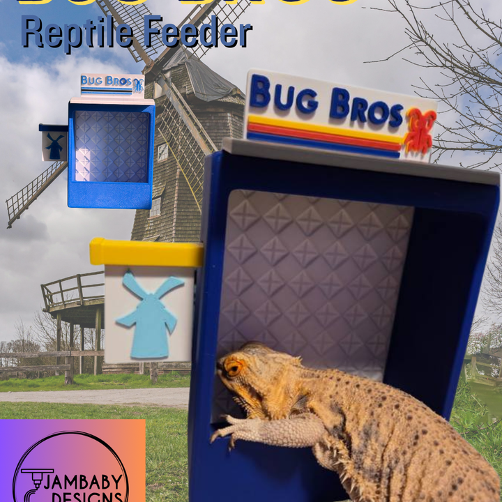 3D Printable Bug Bros Pet Reptile Feeder by Jambaby Designs