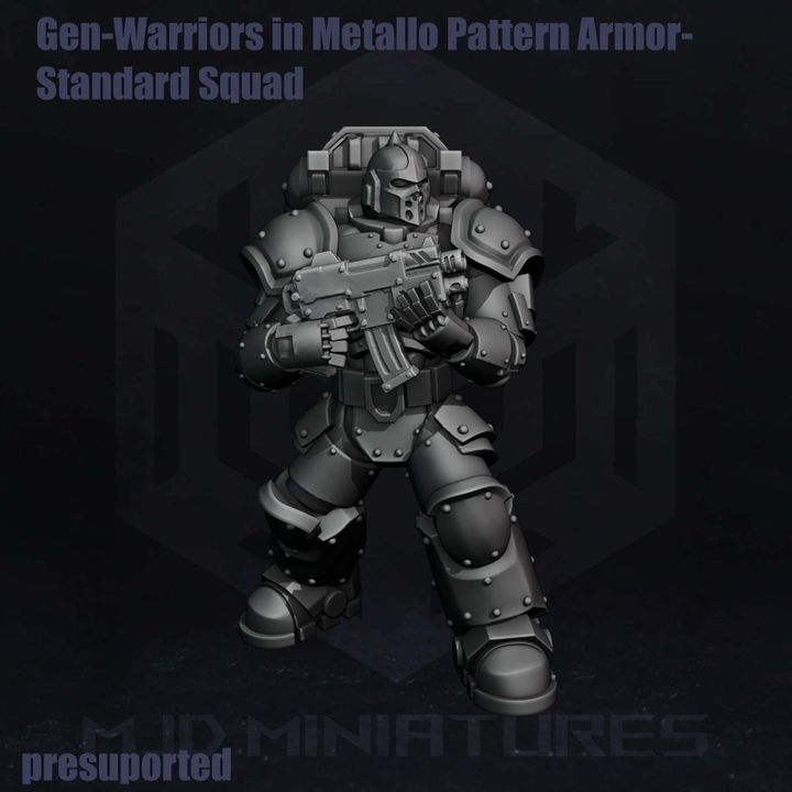 3D Printable Gen-Warriors in Metallo Pattern Armor - Standard Squad ...